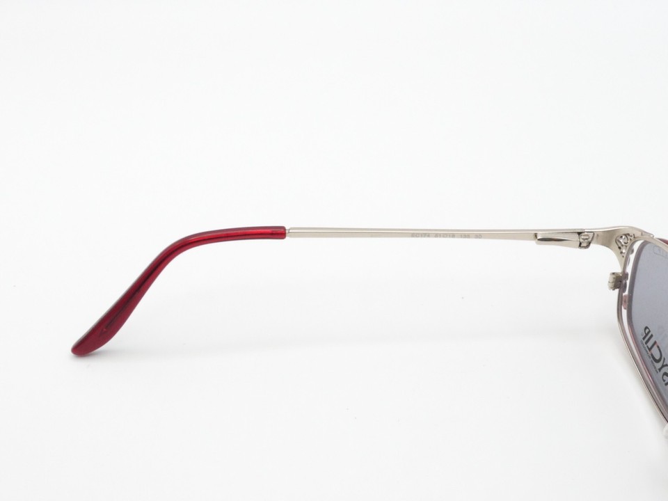 EASYCLIP EC174 EYEGLASS FRAMES W/MAGNETIC CLIP ON SUNGLASSES RED 51-16 ...