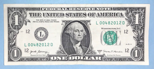 April 8, 2012 (L 00482012 D) Birthday Note $1 One Dollar Bill (__4/8/ ...