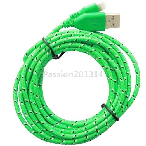1M 2M 3M Braided Fabric Micro USB Data Sync Charger Cable Cord For ...