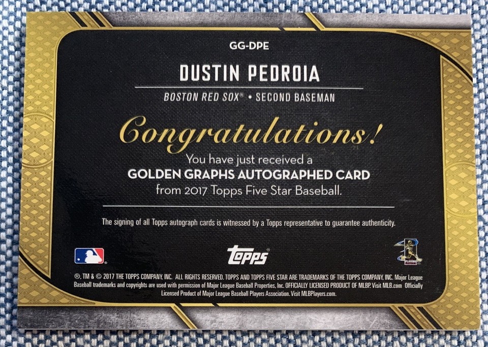 Dustin PEDROIA🔥2017 Topps Five Star Golden Graphs AUTO #GG-DPE 11/25 NM ...