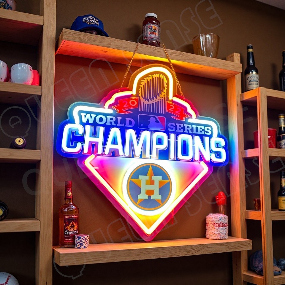 16" Houston Astros 2022 World Series Champs LED Neon Sign Dimmer USB ...
