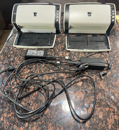 Pair of Fujitsu Fi-6130 Duplex Pass-Through Document Scanners Working W ...