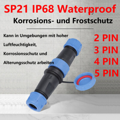 SP21 Series Waterproof Inline Cable Coupler Plug & Socket Connector ...