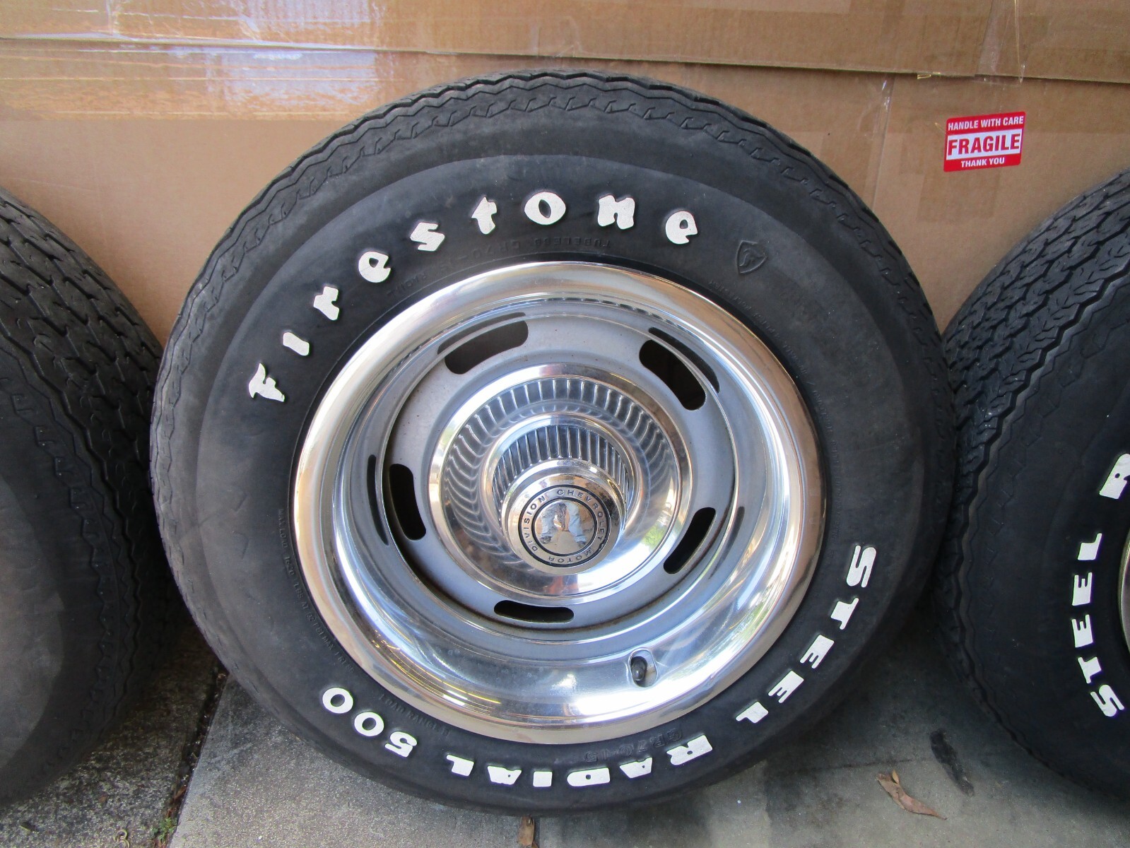 73/77 corvette rally wheels/ tires firestone steel radial 500 car set ...