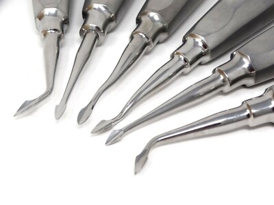 6Pcs Set Dental Spade Elevators Concave Tip Root Extraction Straight ...