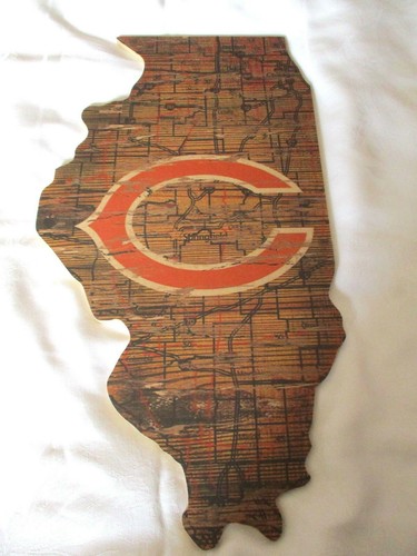 CHICAGO BEARS State Shaped Wood Sign 23" x 13" #04 - NEW | eBay