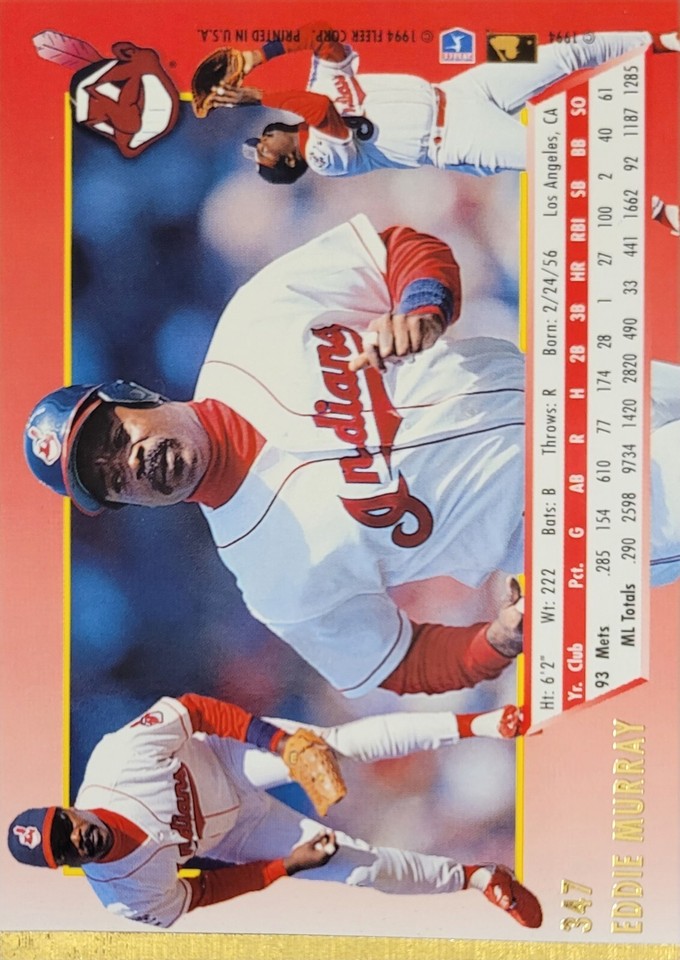 1994 Ultra Eddie Murray #347 Baseball Card Cleveland Indians ️ Baseball ...