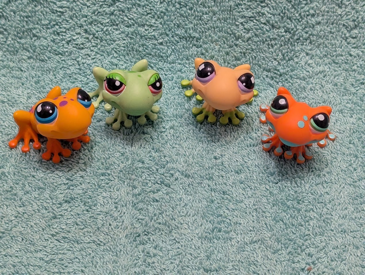 LPS Littlest Pet Shop Lot of 4 Authentic Frog Orange Green Blue Purple ...