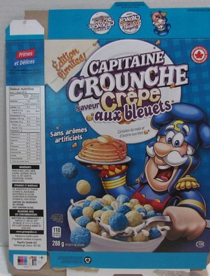 Quaker Cap'n Crunch's Blueberry Pancake Crunch Cereal Box, Canada | eBay
