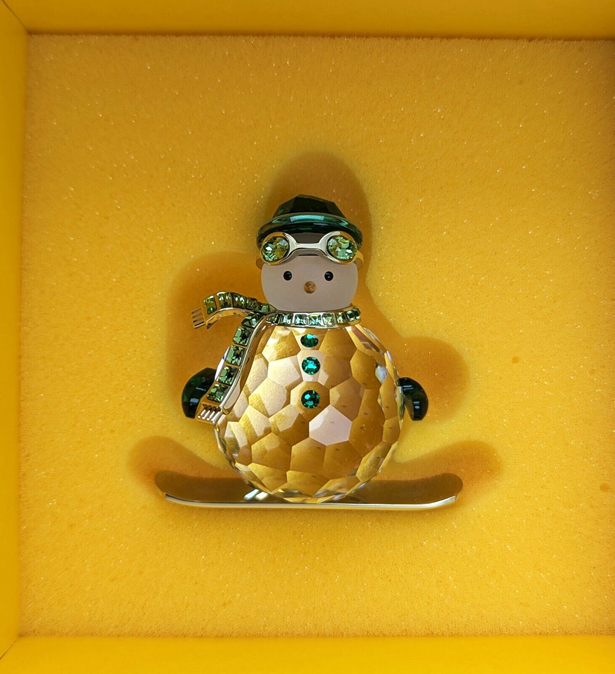 New SWAROVSKI Green Holiday Cheers Dulcis Christmas Snowman Figurine ...