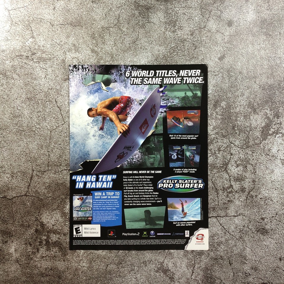 2002 Kelly Slater's Pro Surfer Retro Video Game PRINT AD Xbox Gamecube ...