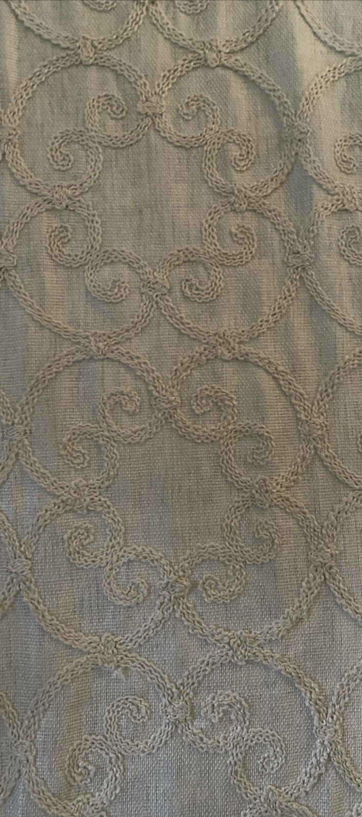 Cream Beige Textured Rope Scroll Design Set Of (2) Curtain Panels 54x96 ...