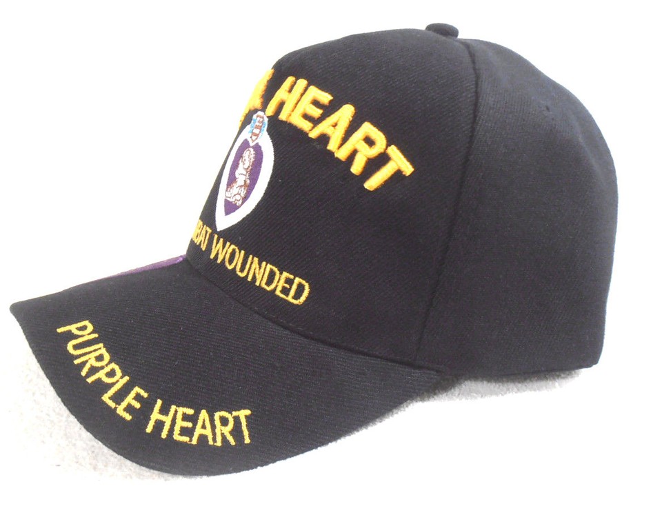 PURPLE HEART MILITARY BALL CAP COMBAT WOUNDED HAT BLACK WITH SHADOW | eBay