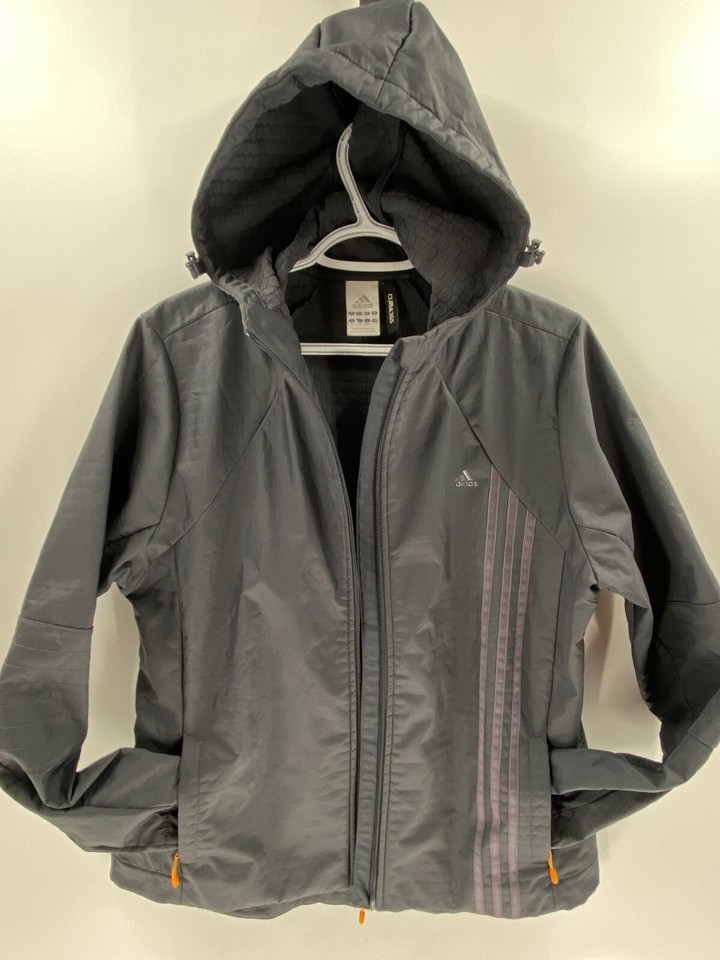 Adidas Clima365 Asphalt Gray Fleece Lined Hood Full Zip Mens Jacket ...