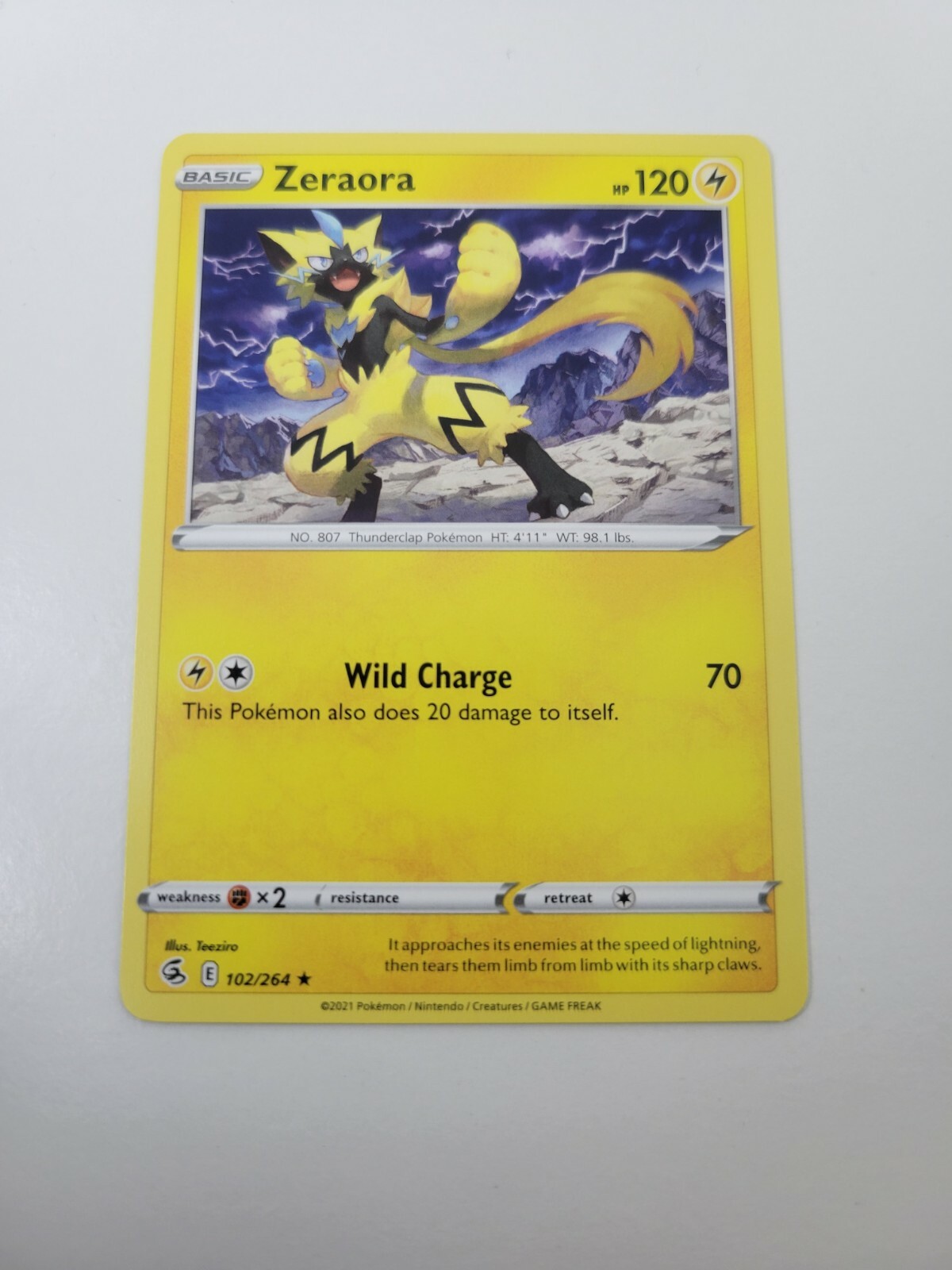 Pokémon TCG Zeraora Fusion Strike 102/264 Regular Rare Card NM 2021 | eBay