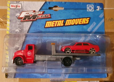 Maisto, Metal Movers, Red Truck Auto Hauler and Hot Rod car, *new* | eBay