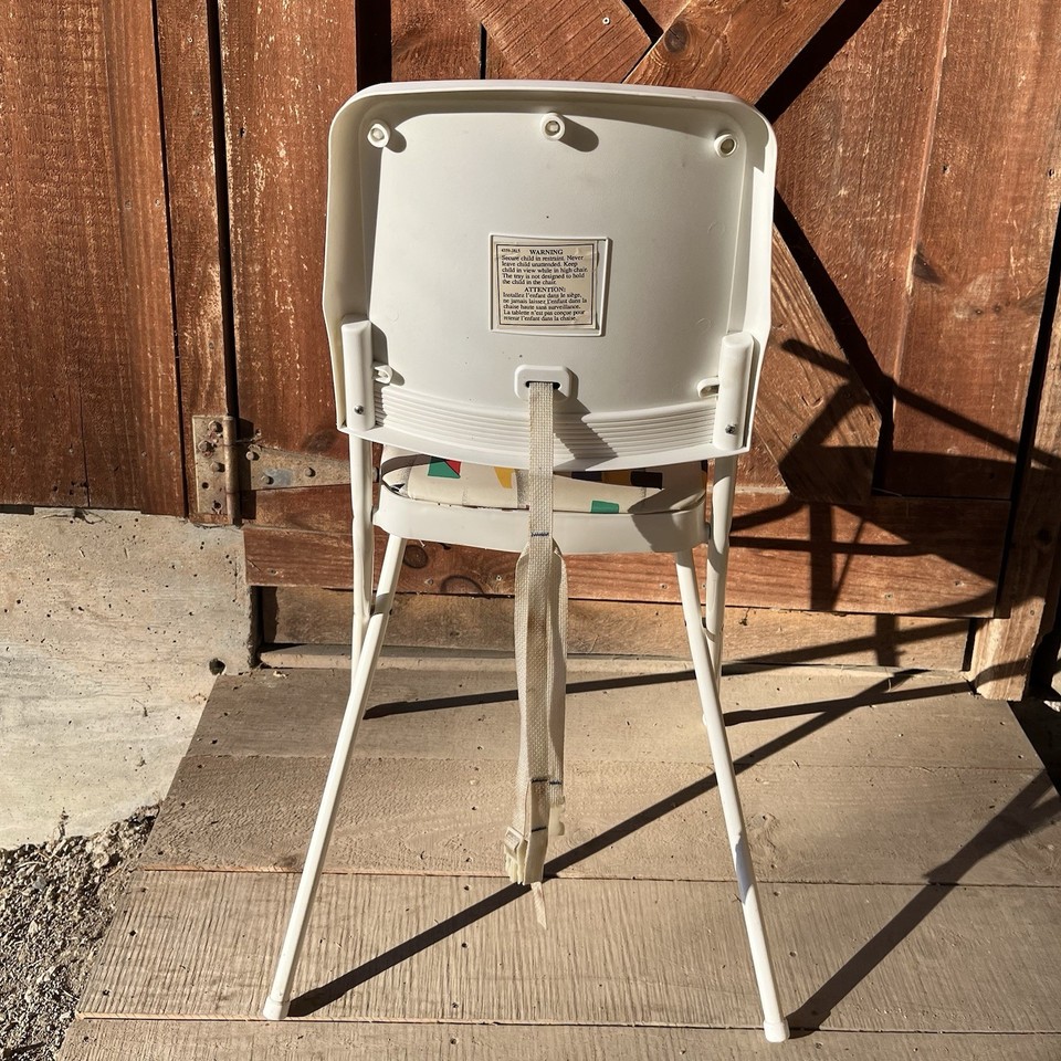 Vintage 80s 90s Cosco Metal & Vinyl Baby High Chair Geometric Shapes ...