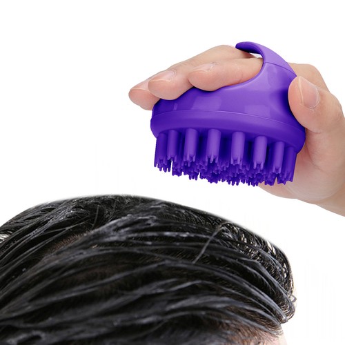 (Purple)Round Shape Handheld Head Scalp Massage Brush Hair Shampoo ...