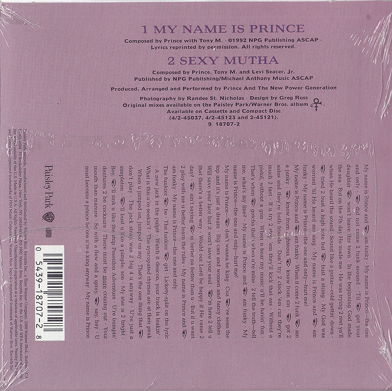 Prince - My Name is Prince RARE out of print CD single '92 (SEALED ...