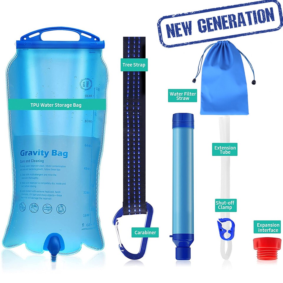 Gravity Water Filter Straw, Camping Water Filtration System|Water ...