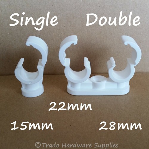 Plastic Pipe Clips Quick Lock Talon Single & Double 15mm, 22mm, 28mm | eBay
