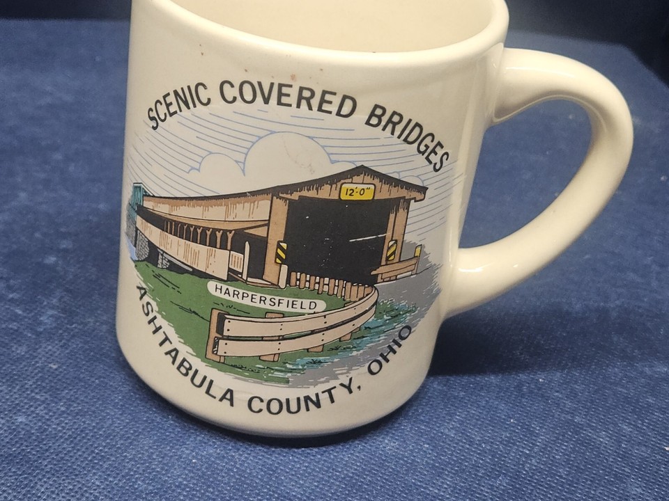 Vintage Collector's Ceramic Mug "Scenic Covered Bridges" Ashtabula ...