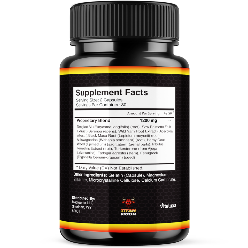 Titan Vigor for Men, Male Energy & Vitality Advanced Formula (60 ...