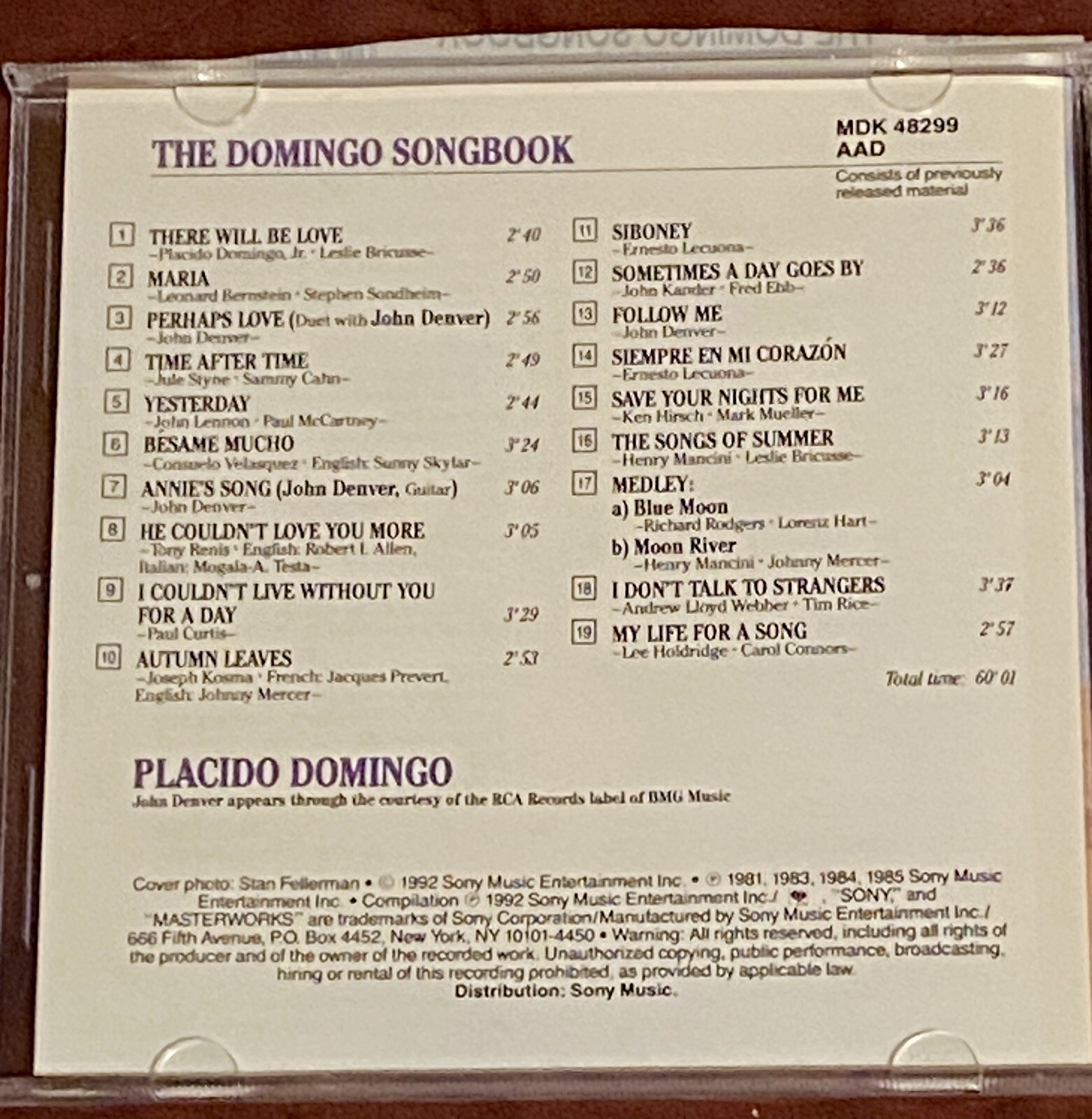 Placido Domingo - The Domingo Songbook CD, Like New condition | eBay