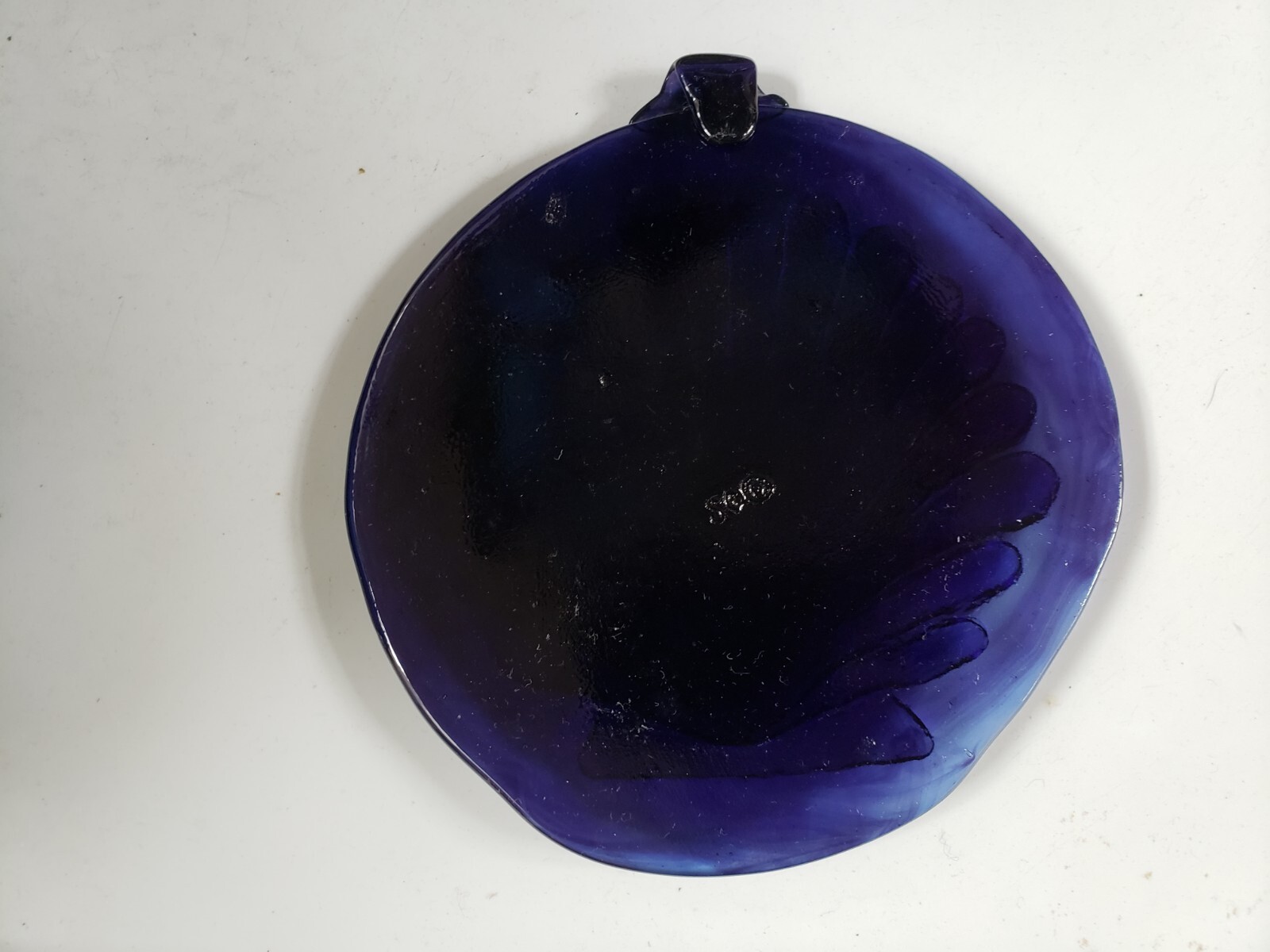 Cobalt Blue Slag Glass Suncatcher with Scallop Seashell & Hanging Loop ...