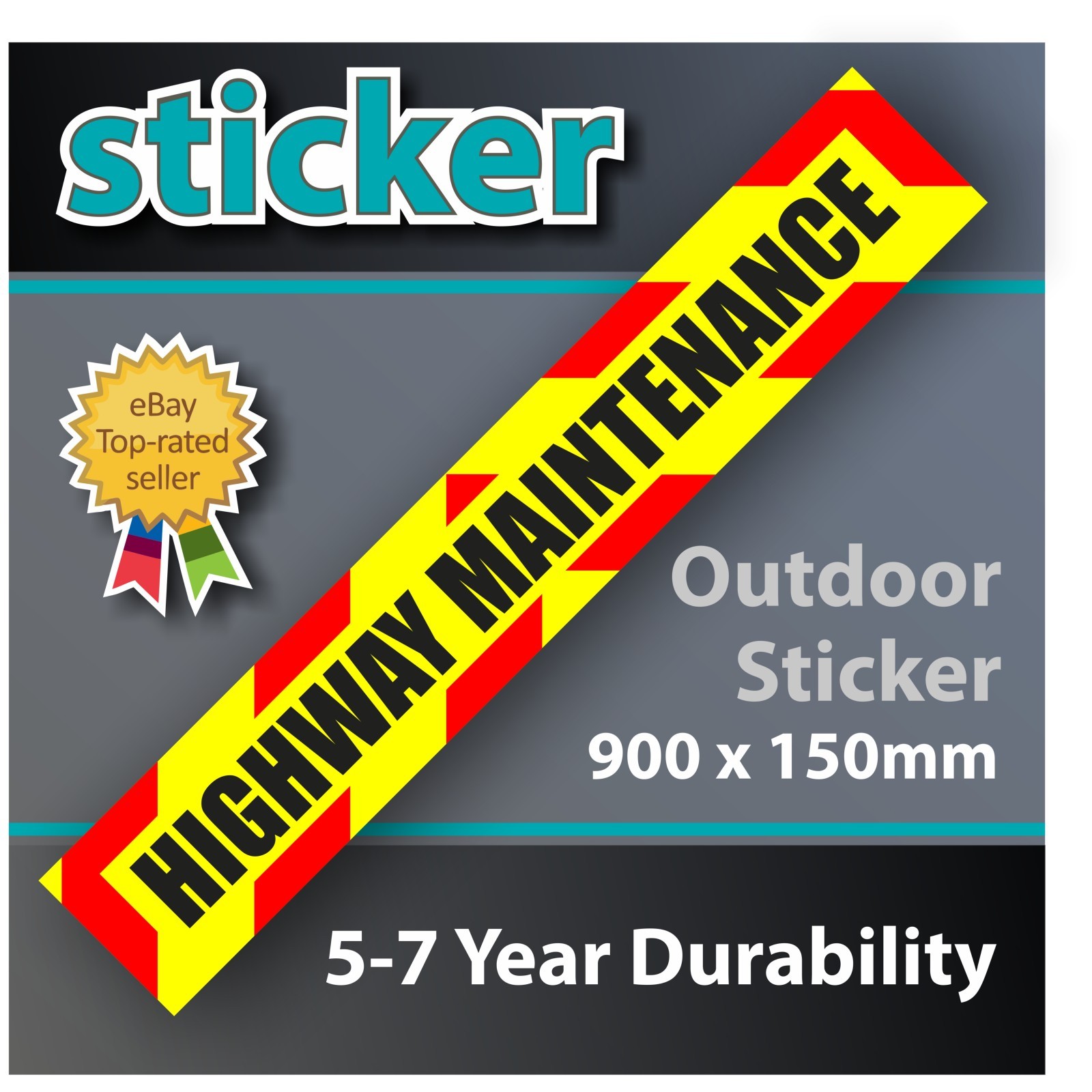 Highway Maintenance Sign Sticker with chevrons 900 x 150mm Laminated ...
