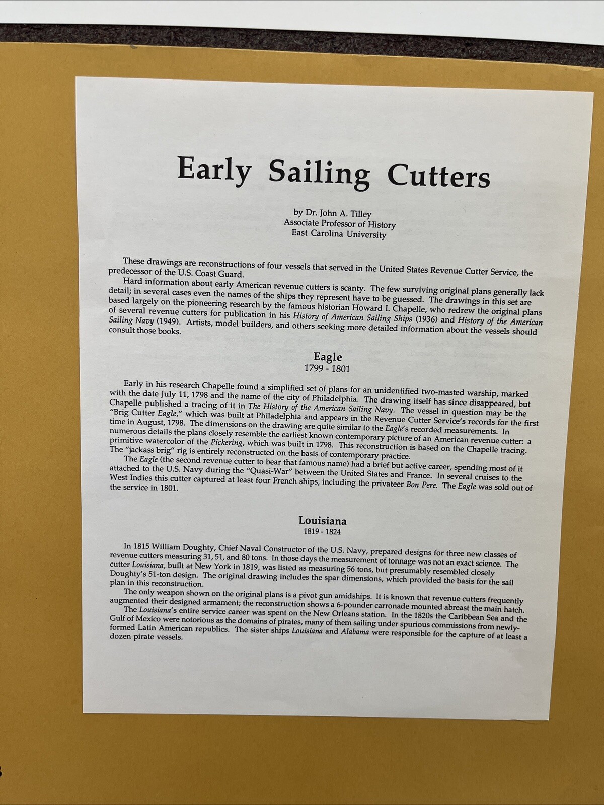 set of 4 drawings U.S Revenue Cutter Prints by John Tilley Early ...