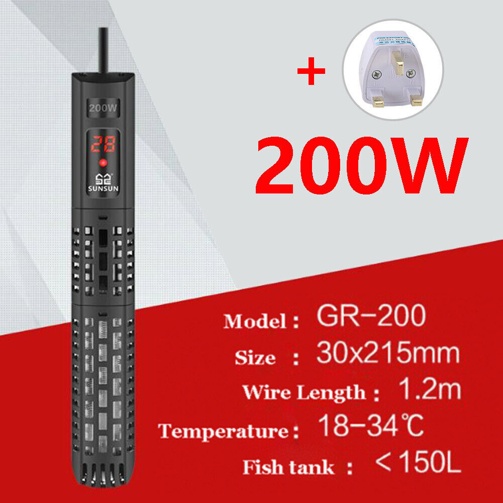 200/300/500W LED Digital Aquarium Water Heater Submersible Fish Tank ...