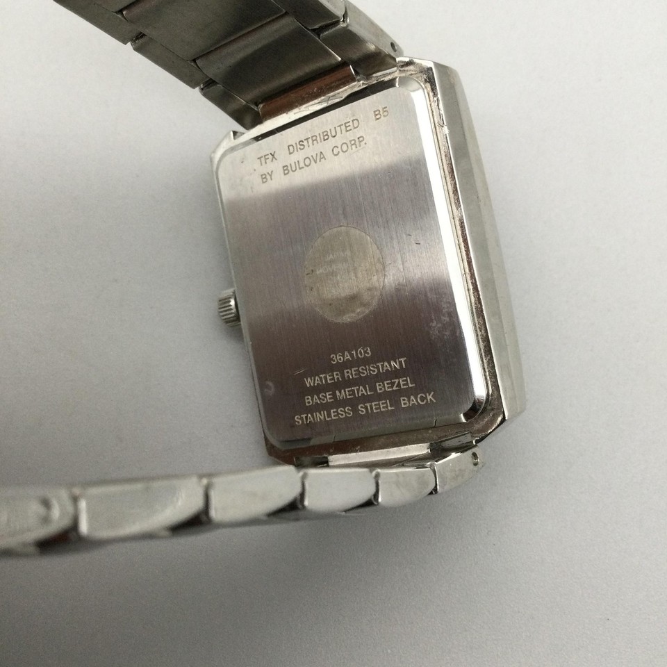 TFX By Bulova Mens Rectangular 33mm Silver Tone Stainless Watch New ...
