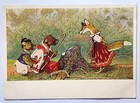 1956 Art Fairy tale Folk Tale Two Greedy Bears and Fox Vintage Postcard ...