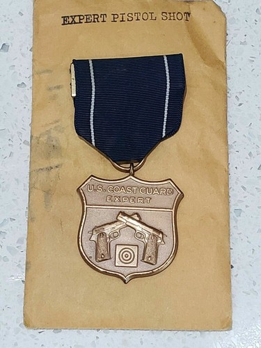 Vintage US Coast Guard Expert Pistol Medal & Ribbon | eBay
