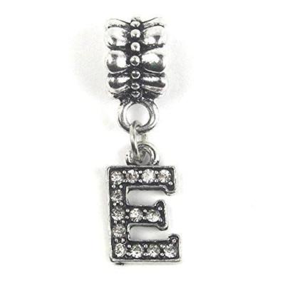 "E" Letter Dangle Charm Beads with Crystals for Snake Chain Charm ...