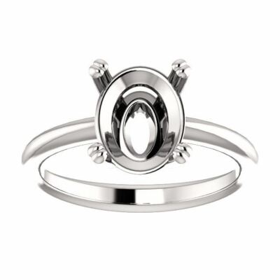 Sterling Silver Oval Cut Solitaire Ring Setting Double Claw Style Ring ...