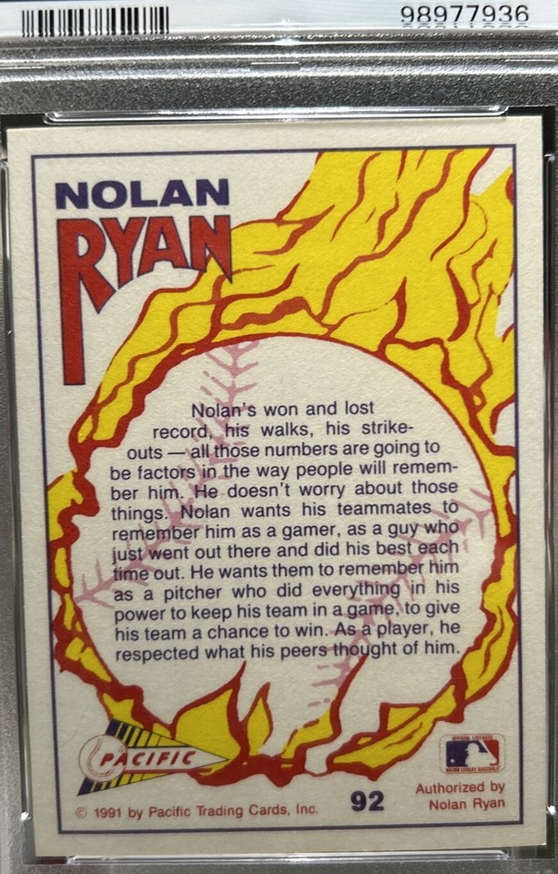 1991 Pacific Nolan Ryan Texas Express - #92 Nolan Ryan PSA. Gem. 10. 💎 ...