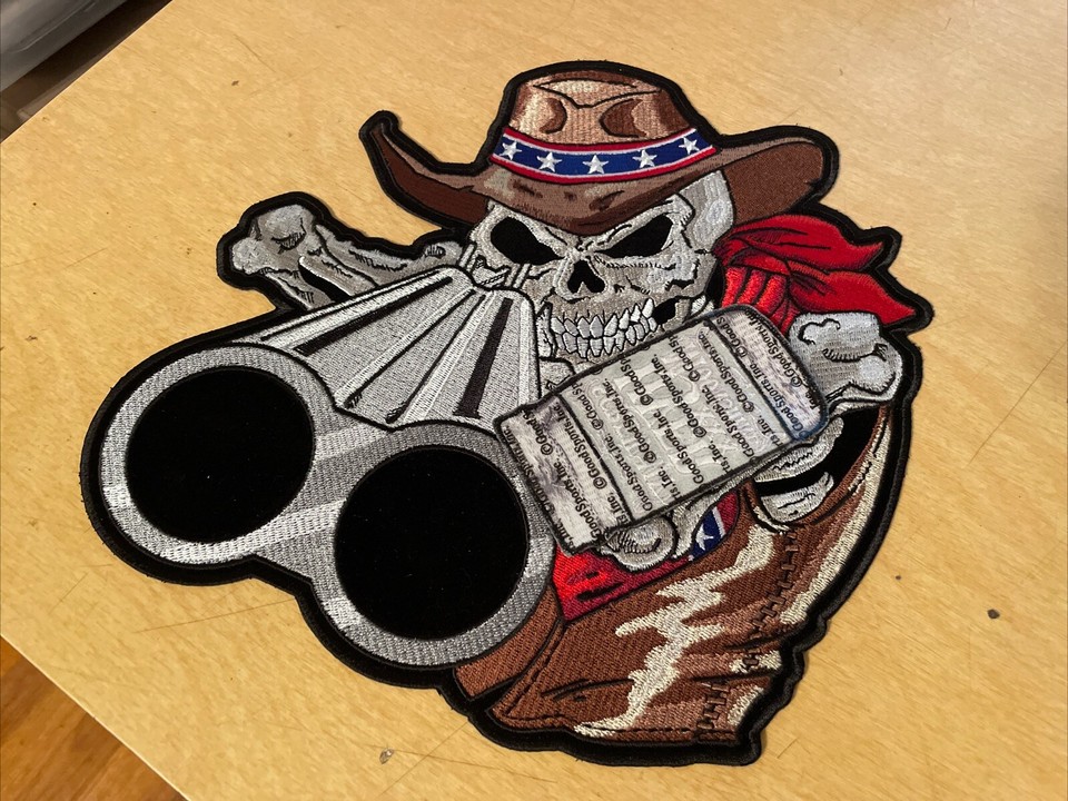 Rebel Skull Shotgun Biker Patch | eBay