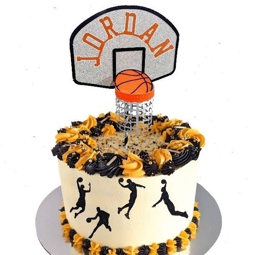 Basketball Themed 🏀 Cake Topper 3D Net & Ball Personalised Free ...