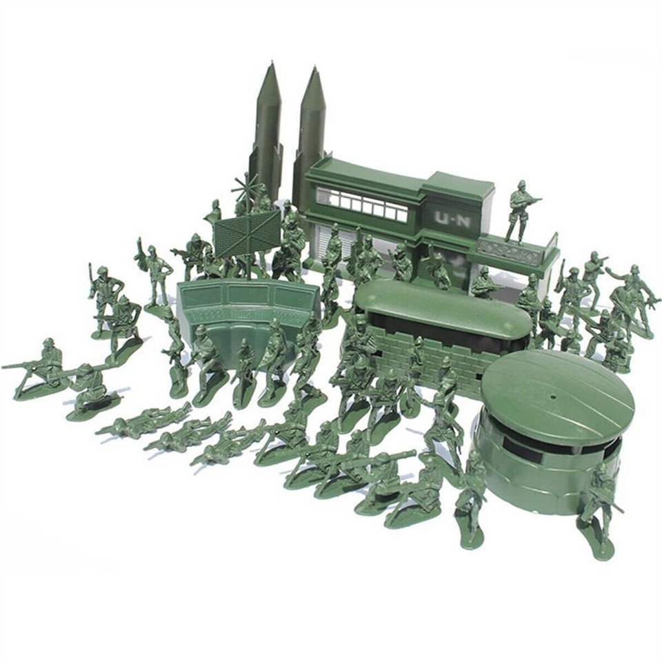 56 Pieces Military Playset WWII Soldiers Base Toys Models 5cm Army Men ...