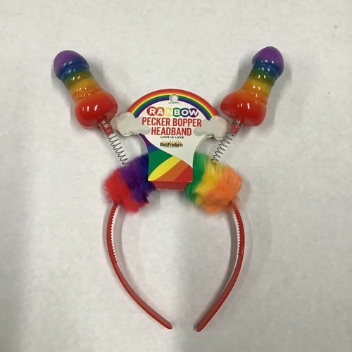 Rainbow Pecker Bopper Headbands w/ Red Band Bachelorette Pride Wear ...