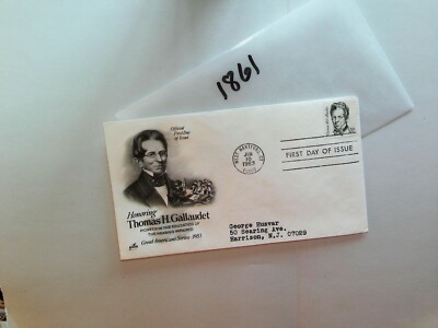 U. S. FDC - 1861 - Thomas Gallaudet - ArtCraft cachet - comb. shipping ...