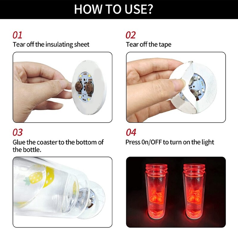 25 Pcs LED Coaster Round Flash Cup Mat Sticker Lights for Wine ...