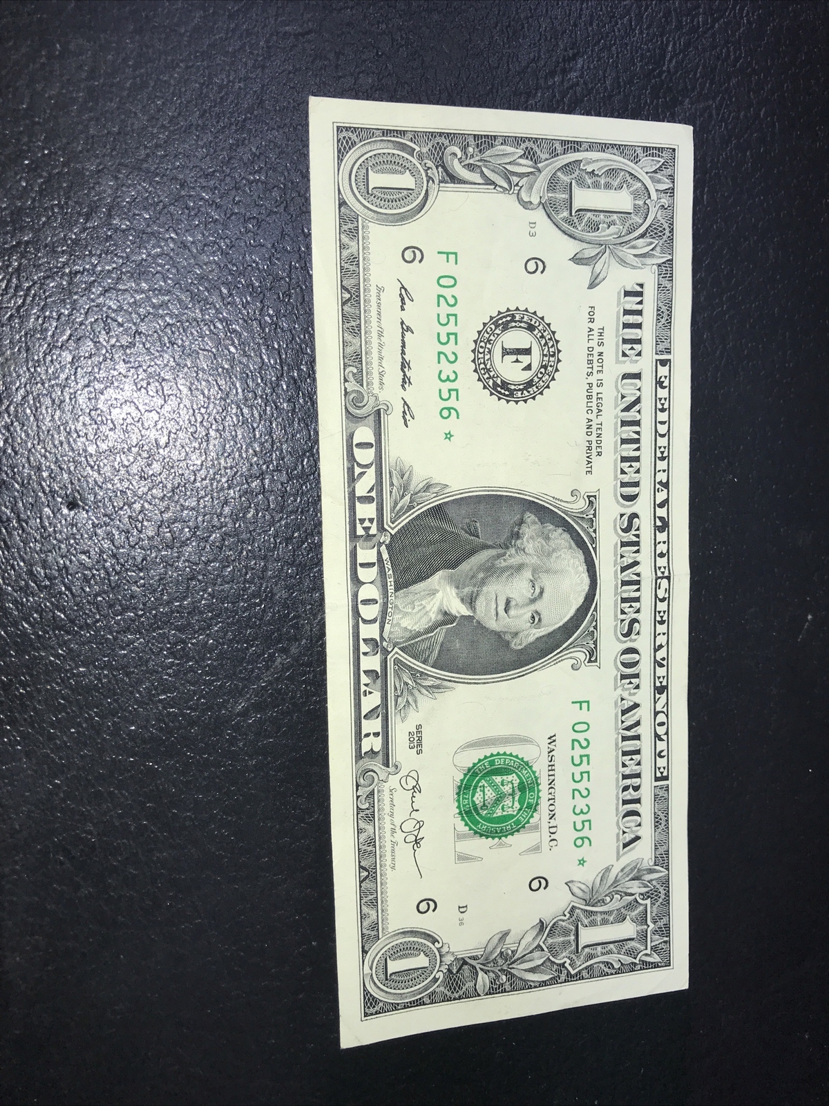 $1 One Dollar US Curency Series 2013 Star Note F02552356* | eBay