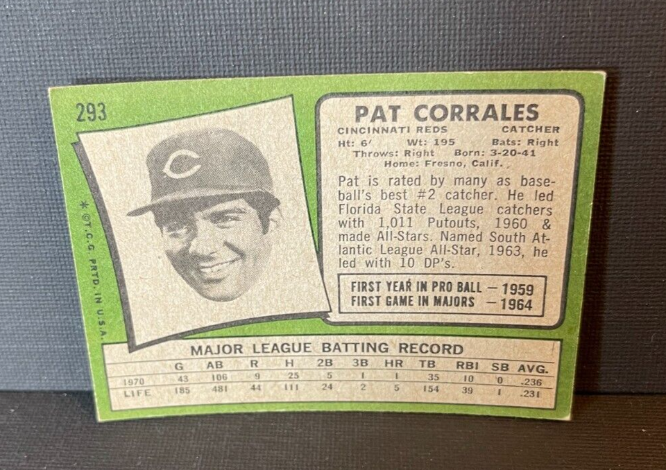 1971 TOPPS # 293 PAT CORRALES CINCINNATI REDS | eBay