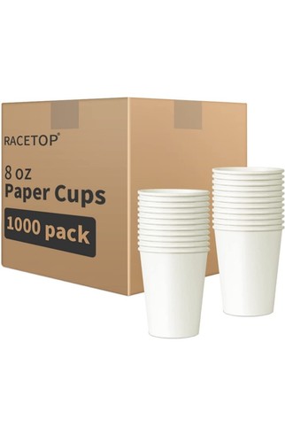 (1000-Pack) 8OZ White Poly Paper Disposable Hot Beverage Coffee ...