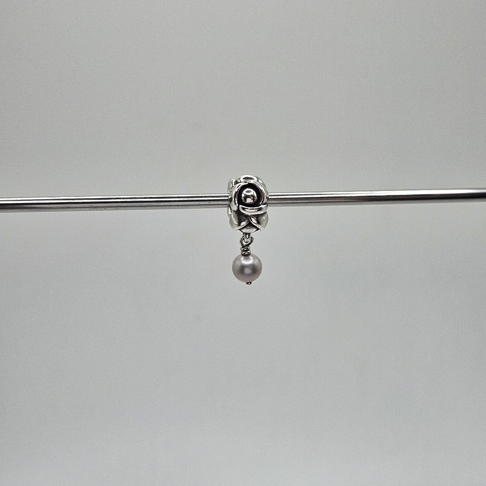 Genuine Pandora Flower Bloom Grey Pearl Dangle Charm … - Gem