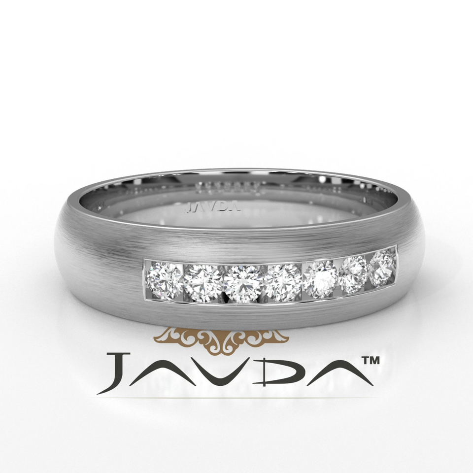 Round Cut Channel Set Diamond Mens Half Wedding Band Platinum 950 Ring ...