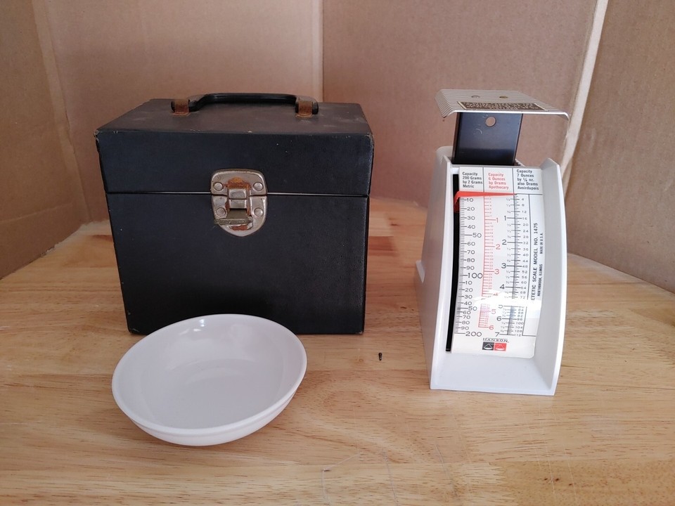 Vintage Hanson Kitchen Dietetic Food Scale 6 Oz 200 Grams Set!!! #1475 ...